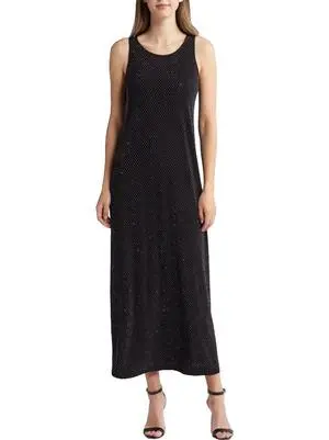 Vince Camuto Rhinestone Sleeveless Maxi Dress - Rich Black