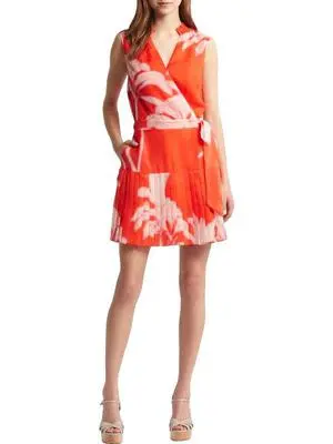 CIEBON CIEBON Maya Wrap Minidress Coral Multi
