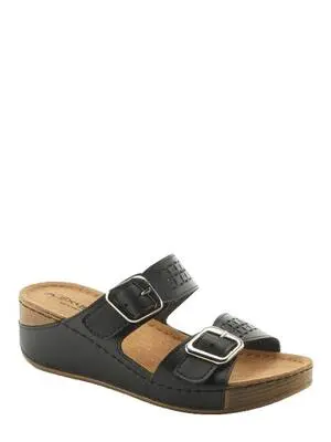 SPRING STEP SHOES Thrume Wedge Slide Sandal - Black