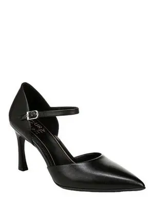 Naturalizer Amber Ankle Strap Pumps - Black Leather
