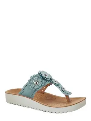 SPRING STEP SHOES Bayview Floral Appliqué Sandals - Sky Blue