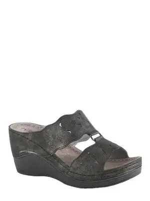 SPRING STEP SHOES Dreiser Wedge Sandals - Black