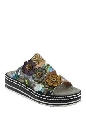 SPRING STEP SHOES Naomi Platform Slide Sandal - Olive Multi