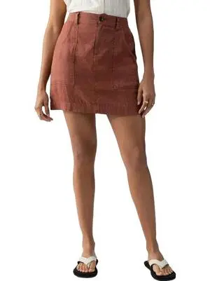 Sanctuary Patch Pocket Linen Miniskirt - Rich Clay