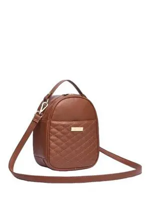 LULI BEBÉ Luli Bebé Monaco Faux Leather Snack Bag Caramel Brown