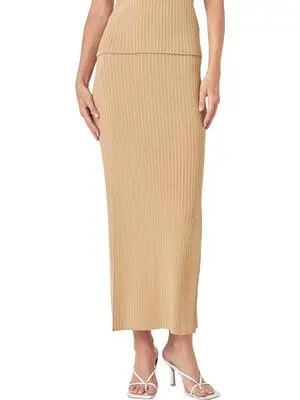 Endless Rose Ribbed Maxi Skirt - Camel