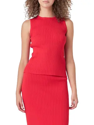 Endless Rose Endless Rose Sleeveless Ribbed Knit Top Red