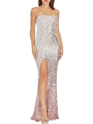 Dress The Population Nikita Ombré Sequin Gown - Blush Multi