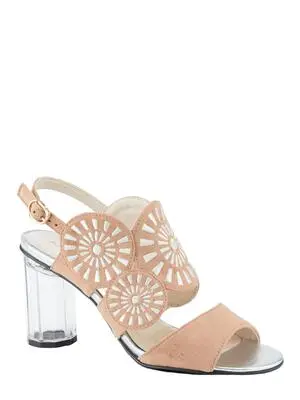 SPRING STEP SHOES Embroidery Slingback Sandal - Tan Multi
