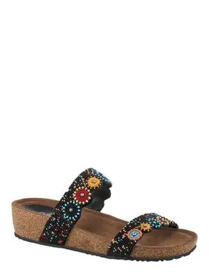 SPRING STEP SHOES Bahama Embellished Wedge Sandals - Black Multi