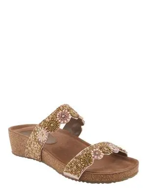 SPRING STEP SHOES Bahama Embellished Wedge Sandals - Gold Multi