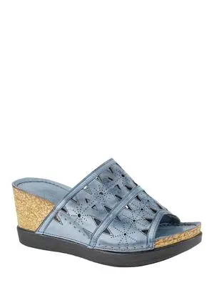 SPRING STEP SHOES Spring Step Fusa Wedge Slide Sandal Blue