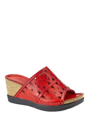 SPRING STEP SHOES Spring Step Fusa Wedge Slide Sandal Red