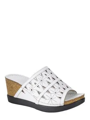 SPRING STEP SHOES Spring Step Fusa Wedge Slide Sandal White