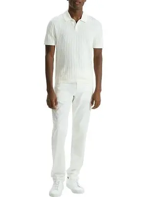 Theory Short Sleeve Cable Polo In Breach Ivory