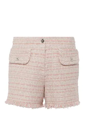 Versace Fringed Tweed Shorts - Pink