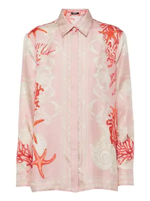 Versace Versace Barocco Sea Silk Twill Shirt Pink