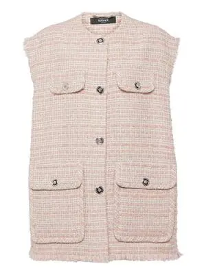 Versace Oversized Tweed Vest - Pink