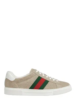 Gucci Gucci Ace Suede Sneaker With Web Neutral-0