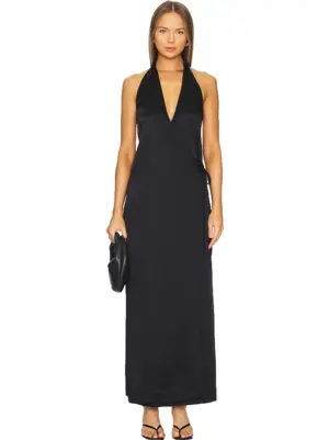 Bondi Born Nara Halter Maxi Dress - Black
