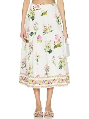 Hemant & Nandita Midi Skirt - White Floral