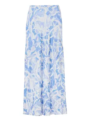 Stella McCartney Printed Silk-twill Maxi Skirt - Blue