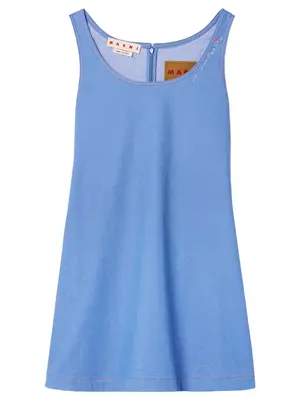 Marni Embroidered Cotton-blend Mini Dress - Blue