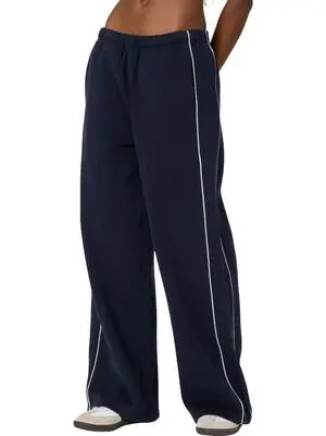 EDIKTED Autumn Cotton Blend Sweatpants - Navy
