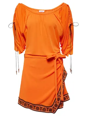 Rabanne Ruched Off-shoulder Minidress - Orange