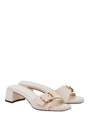 JIMMY CHOO Hawke 40 Leather Mules - White