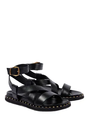 JIMMY CHOO Blaise Leather Sandals - Black