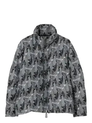 Burberry Abstract-print Padded Jacket - Grey