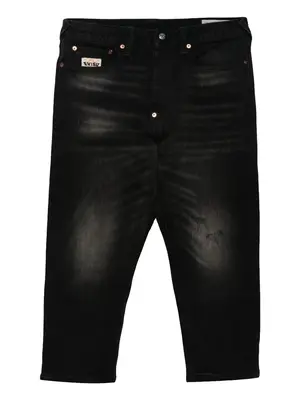 EVISU Logo-patch Cropped Jeans - Black