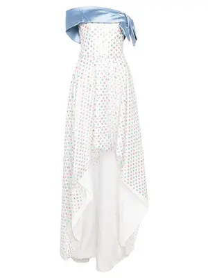 GEMY MAALOUF Floral Sequin-embellished Midi Dress - Blue
