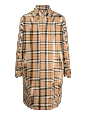 Burberry Check-pattern Cotton Trench Coat - Brown