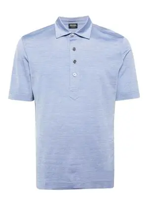 Zegna Polo-collar Cotton-blend Polo Shirt - Blue