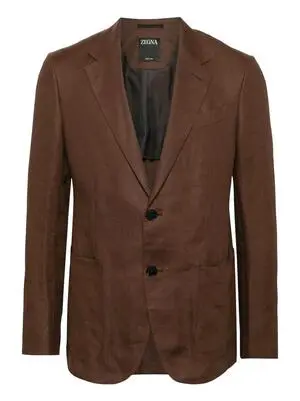 Zegna Notched-lapel Linen Blazer - Brown