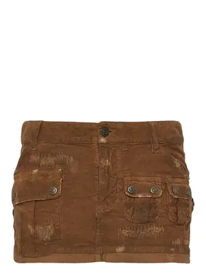 Dsquared2 Corduroy Cargo Mini Skirt - Neutrals