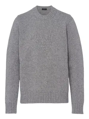 Prada Logo-embroidered Jumper - Grey