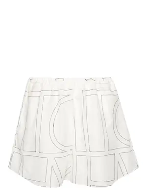 TOTEME Monogram-embroidered Thigh-length Shorts - White