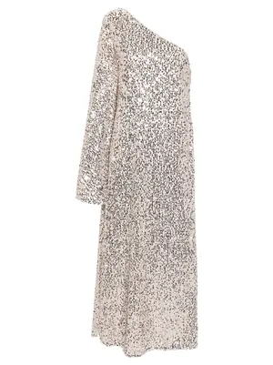 ROTATE BY BIRGER CHRISTENSEN Sequin Embellished One-shoulder Dress - Neutrals