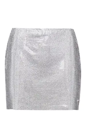 Prada Crystal-embellished Cotton Miniskirt - Silver