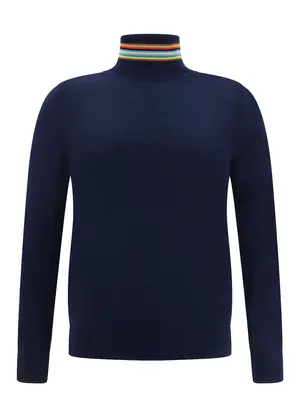 Paul Smith Roll-neck Merino Jumper - Blue