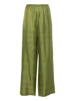 TOTEME Monogram Silk Trousers - Green