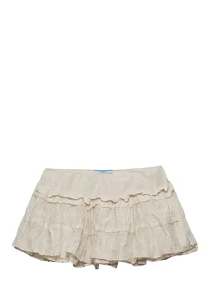 Prada Crinkled Ruffled Miniskirt - Neutrals