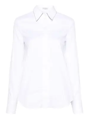 Brunello Cucinelli Monili-chain Poplin Shirt - White