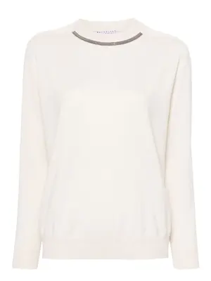Brunello Cucinelli Monili-chain Knitted Top - Neutrals