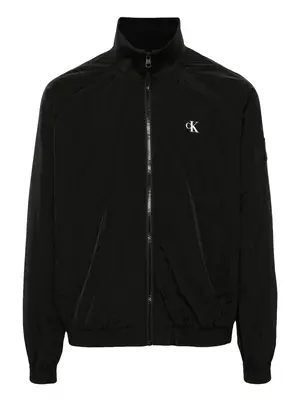 Calvin Klein Zip-up Crinkled Bomber Jacket - Black