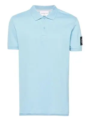 Calvin Klein Logo-patch Piqué Polo Shirt - Blue