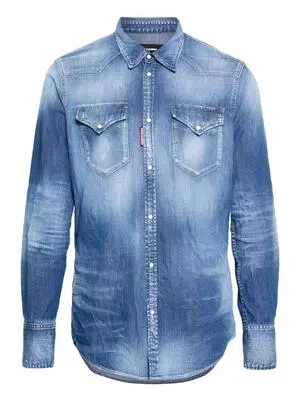 Dsquared2 Stonewashed Denim Shirt Blue